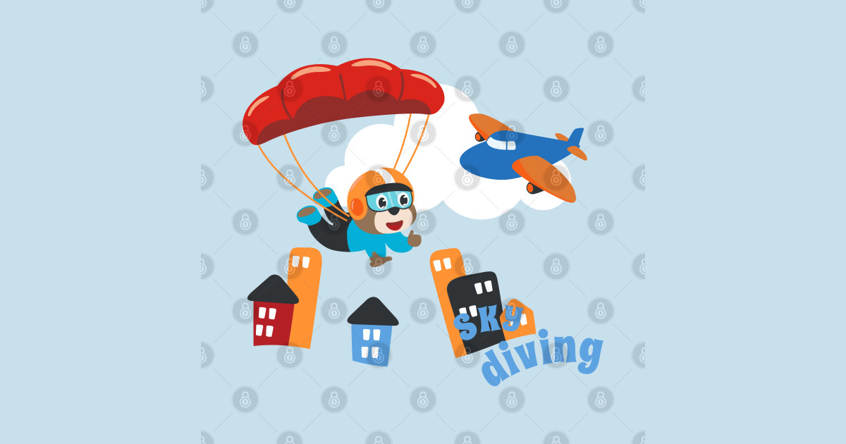 Vector illustration of a cute skydiver. - Skydiving Theme Party - T ...