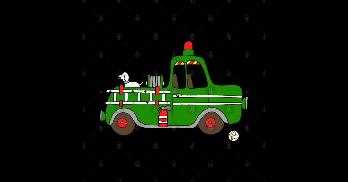 Green Fire Truck - Fire Truck - Sticker | TeePublic
