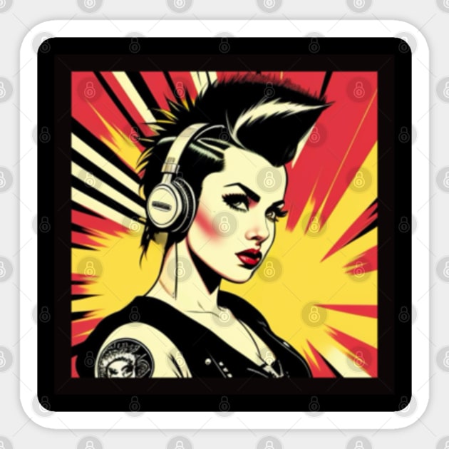 Punk Rock Girl Comic Book Style - Punk Rock Girl - Sticker | TeePublic