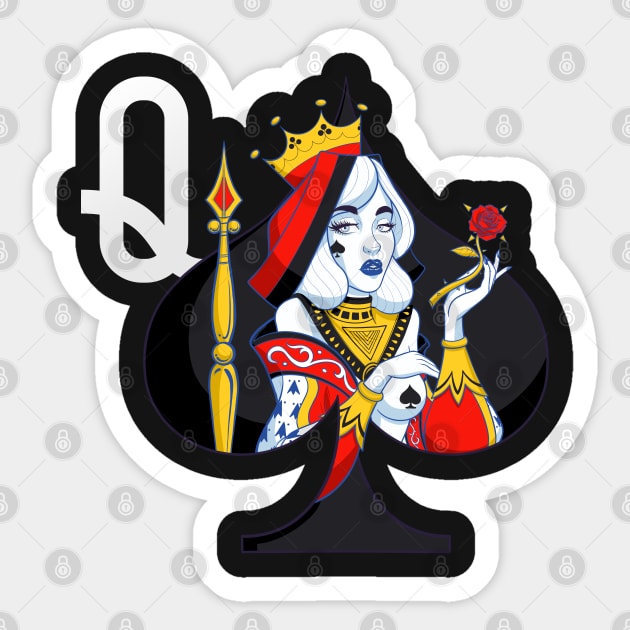 Queen of Spades - Playing Cards - Sticker | TeePublic