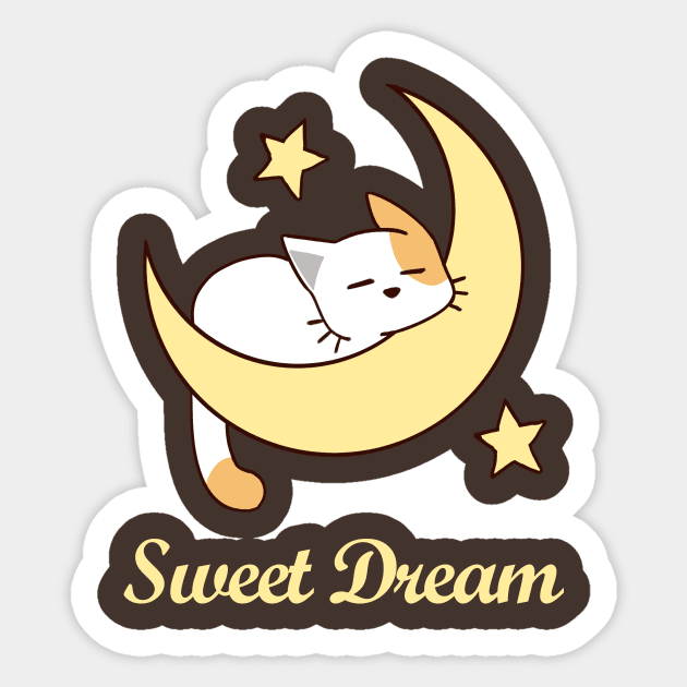 sweet dream cat - Cat - Sticker | TeePublic