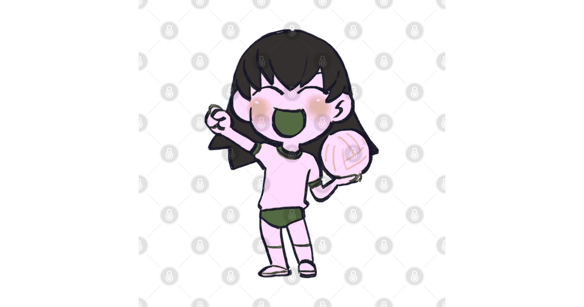 I draw chibi pastel pink tomo with volleyball / azumanga daioh ...