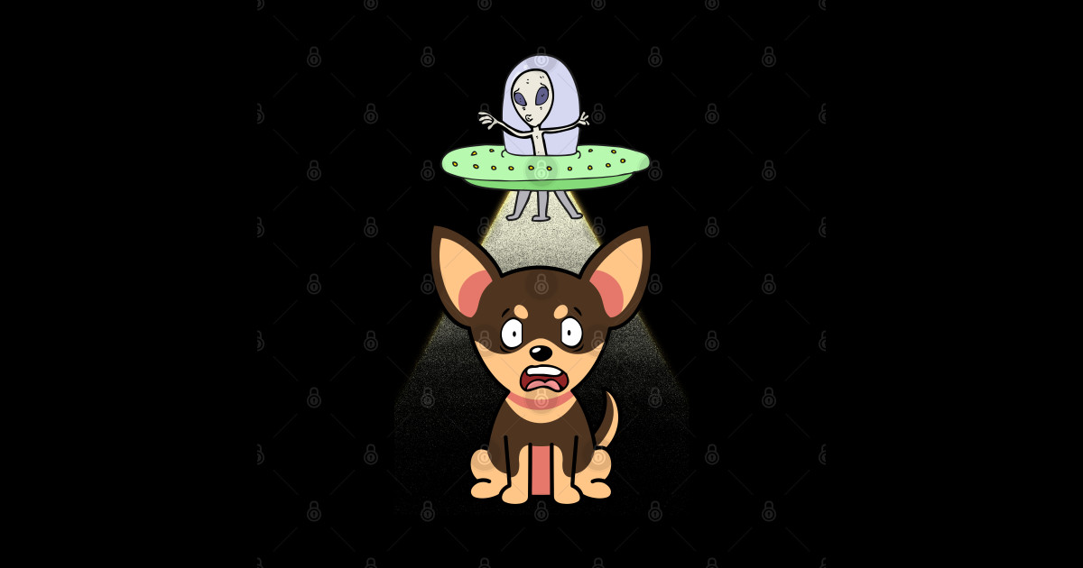 Cute small dog is abducted by aliens - Chihuahua - Sticker | TeePublic