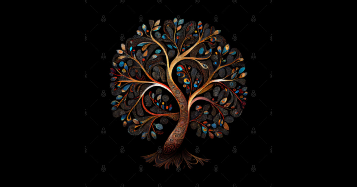 Aboriginal Art Inspired Tree of Life a digital dot art painting ...