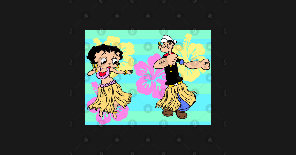 Popeye & Betty Boop Luau - Popeye - T-Shirt | TeePublic