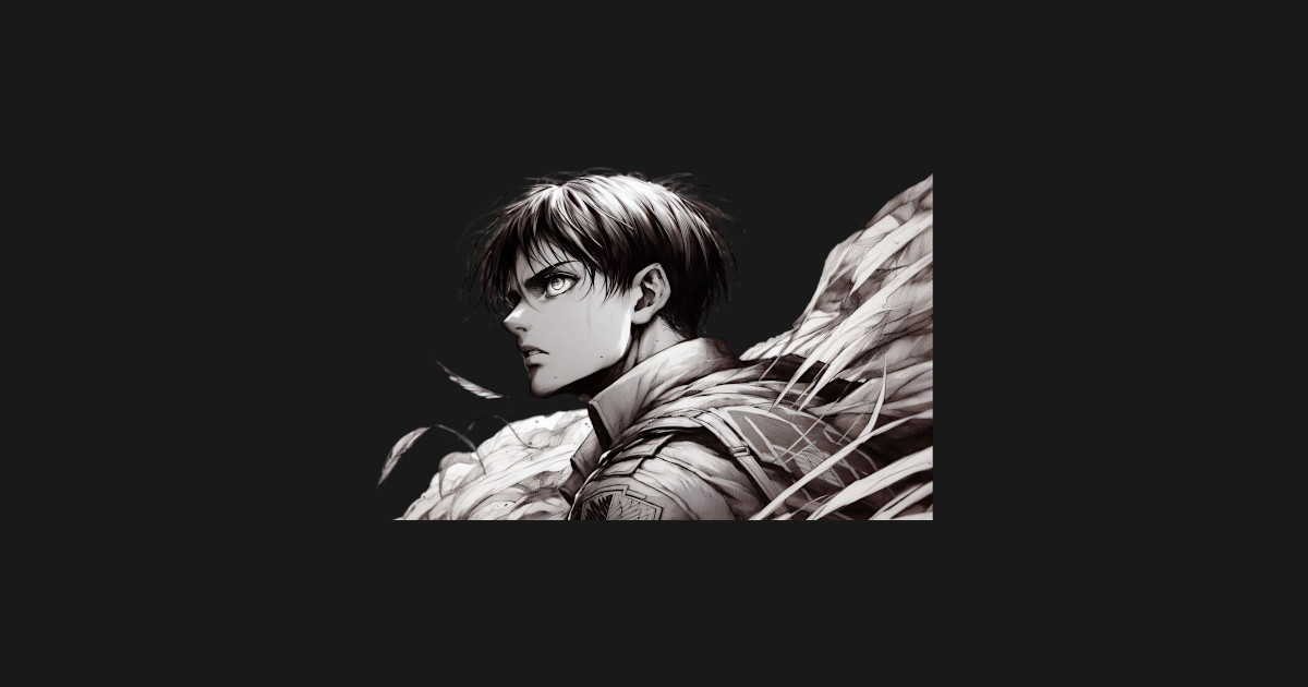 Eren Jaeger (B&W, side view) - Eren Jaeger - T-Shirt | TeePublic