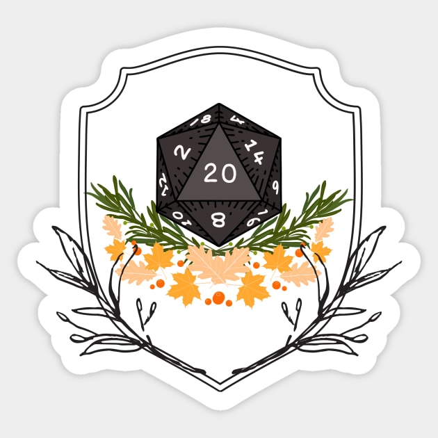 D20 shield with some heraldry - Dungeons And Dragons - Sticker | TeePublic