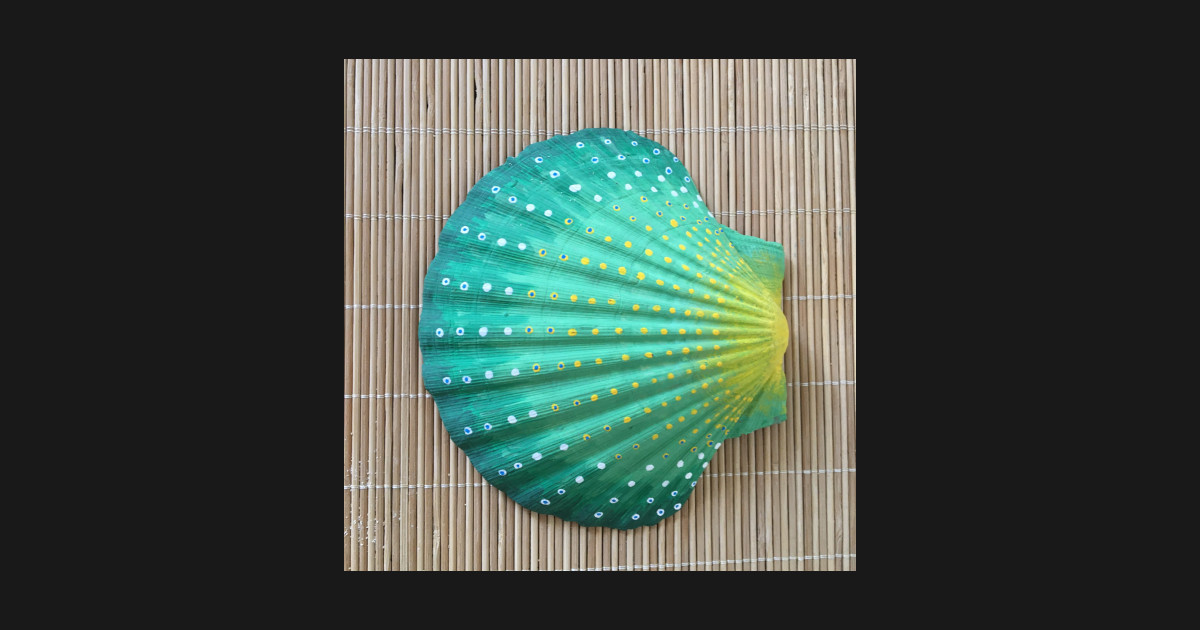 Green Yellow Scallop Shell Horizontal - Scallop Shell - T-Shirt | TeePublic