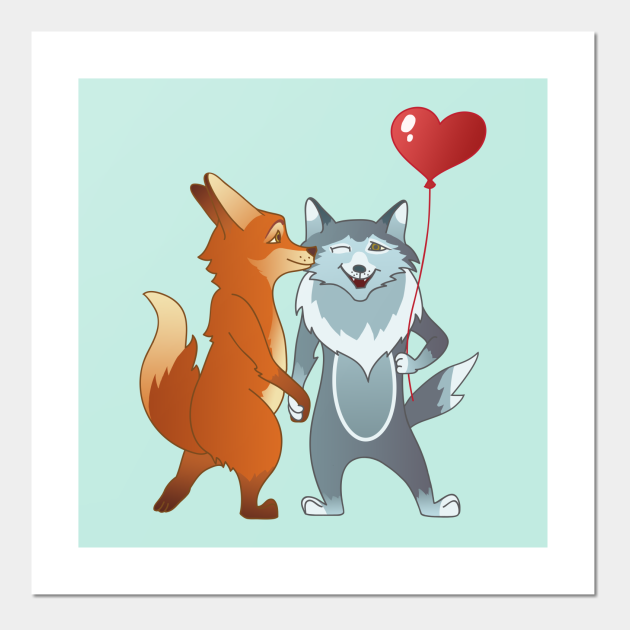 Fox And Wolf - Love - Posters and Art Prints | TeePublic