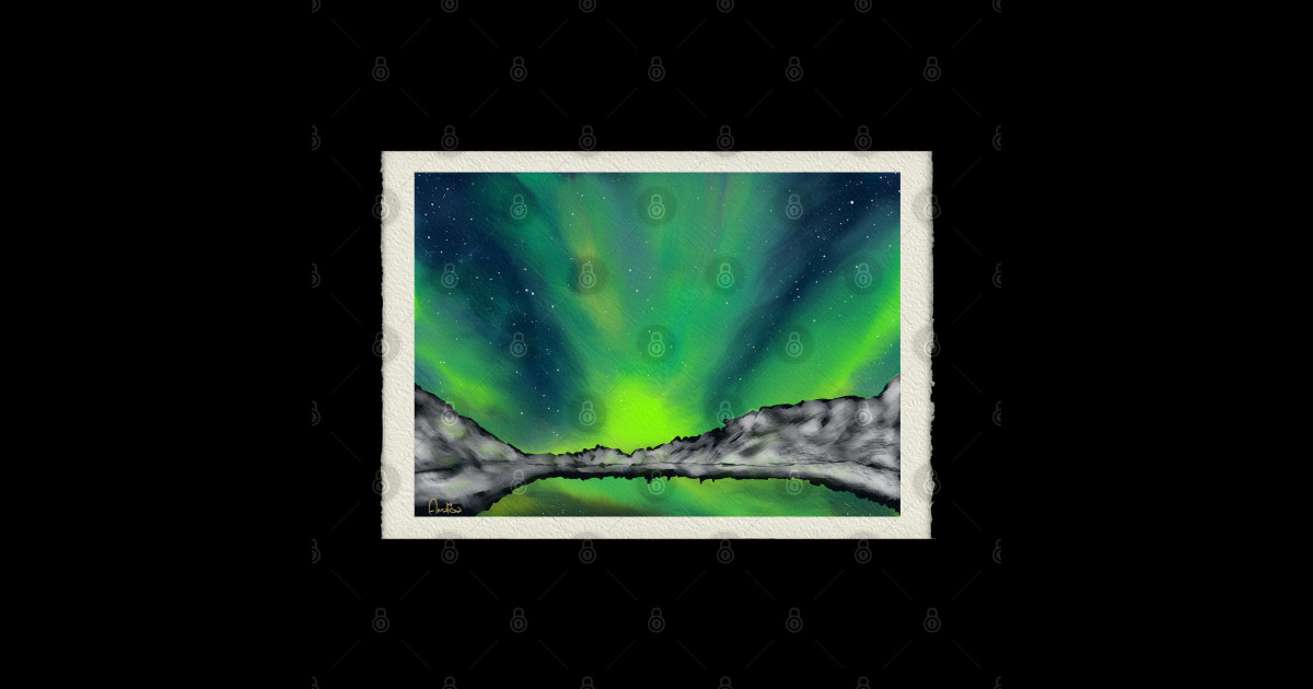 The Green Northern Lights. Artwork by Annalisa Amato - Green - Sticker ...