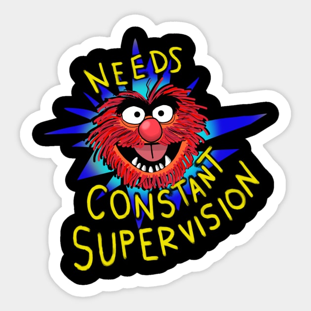 Animal needs constant supervision!! - Animal Muppets Drummer - Sticker ...
