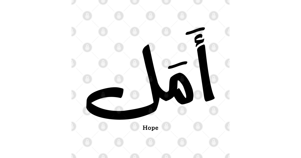 Hope in Arabic Calligraphy أمل - Arabic Calligraphy Gift - T-Shirt ...
