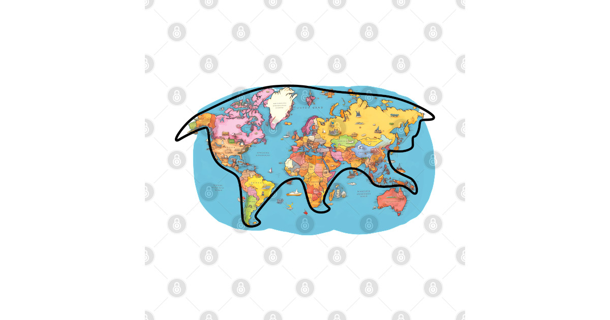 World Map Cat - World Map Cat - T-Shirt | TeePublic