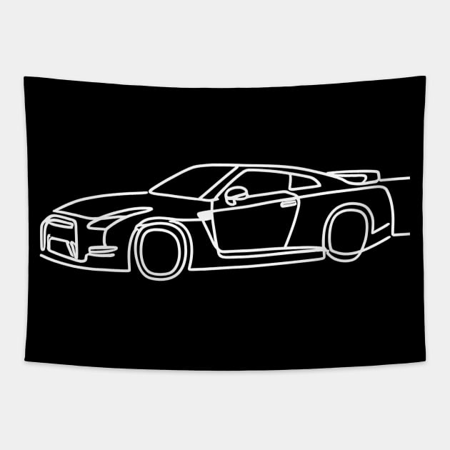 Nissan GTR R35 Line Drawing - Nissan Gtr R35 - Tapestry | TeePublic