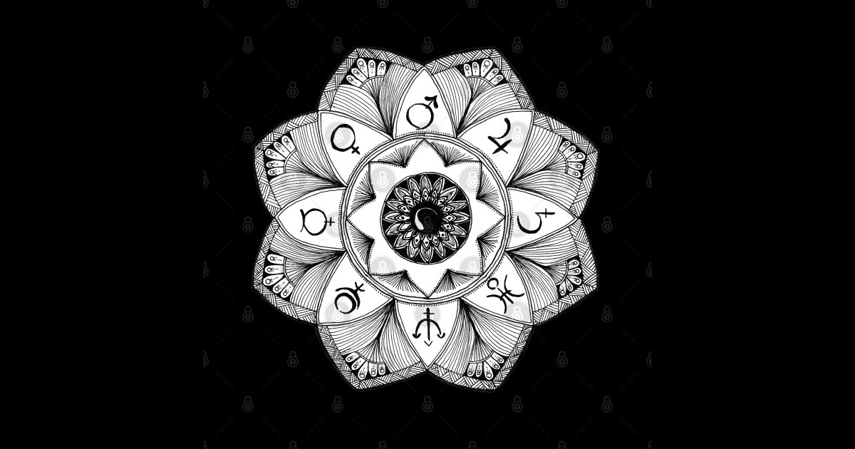 Hand drawn mandala with signs of planets - Mandala - Posters and Art ...