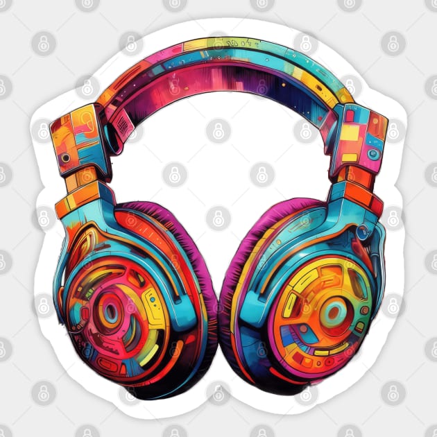 Retro Hip Hop 3D Headset. - Retro Design - Sticker | TeePublic