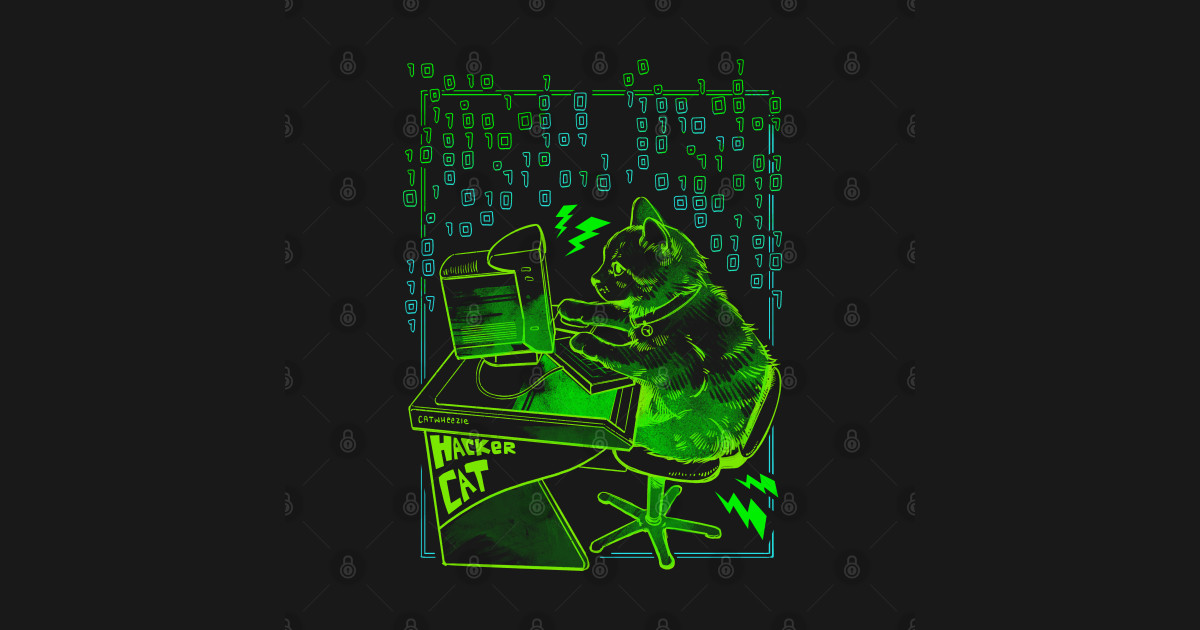 Hacker Cat! - Cats - T-Shirt | TeePublic
