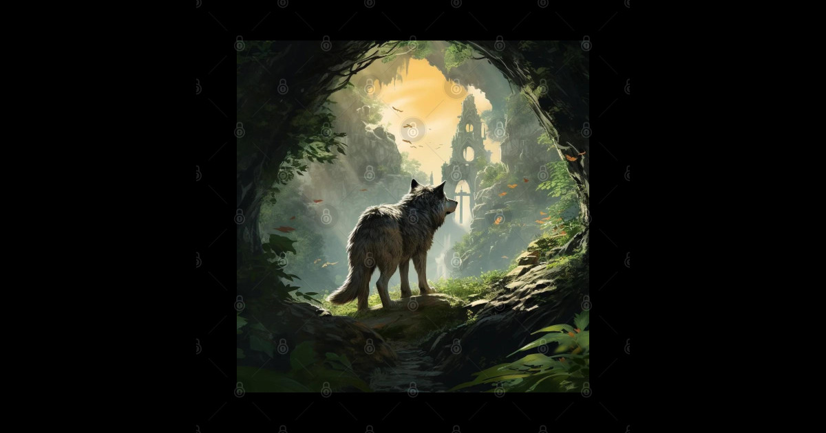 Twilight Sentinel - Wolf's Ancient Watch - Mystical Wolf - Sticker ...