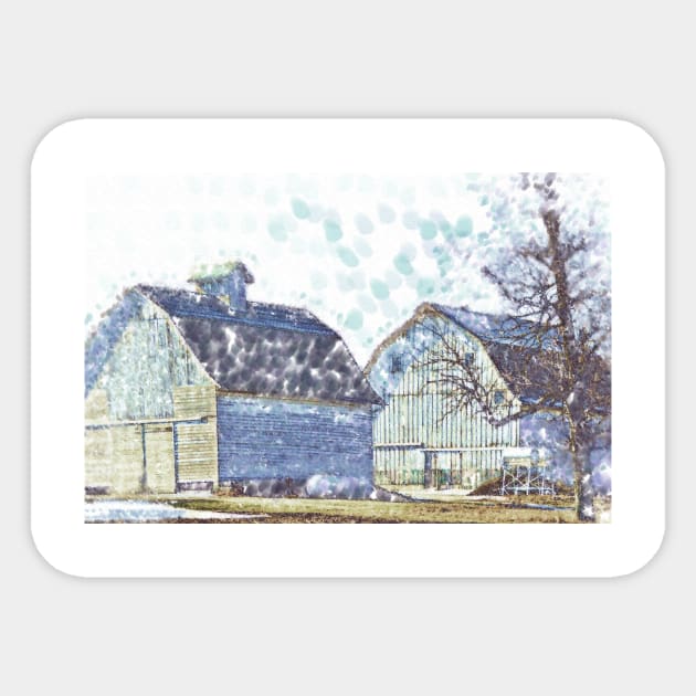 Twin Iowa Barns - Farming - Sticker | TeePublic