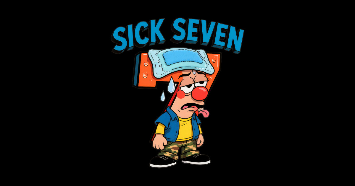Sick Seven Funny Meme Cartoon 67 Character Humor Halloween Costume Style - Sick Seven - Sticker ...