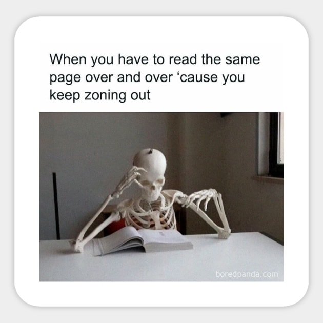 Zoning Out Skeleton – The Eternal Reread - Meme - Sticker | TeePublic