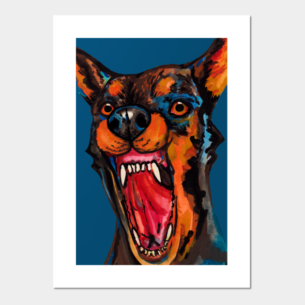 Angry watercolor doberman dog - Doberman - Posters and Art Prints ...