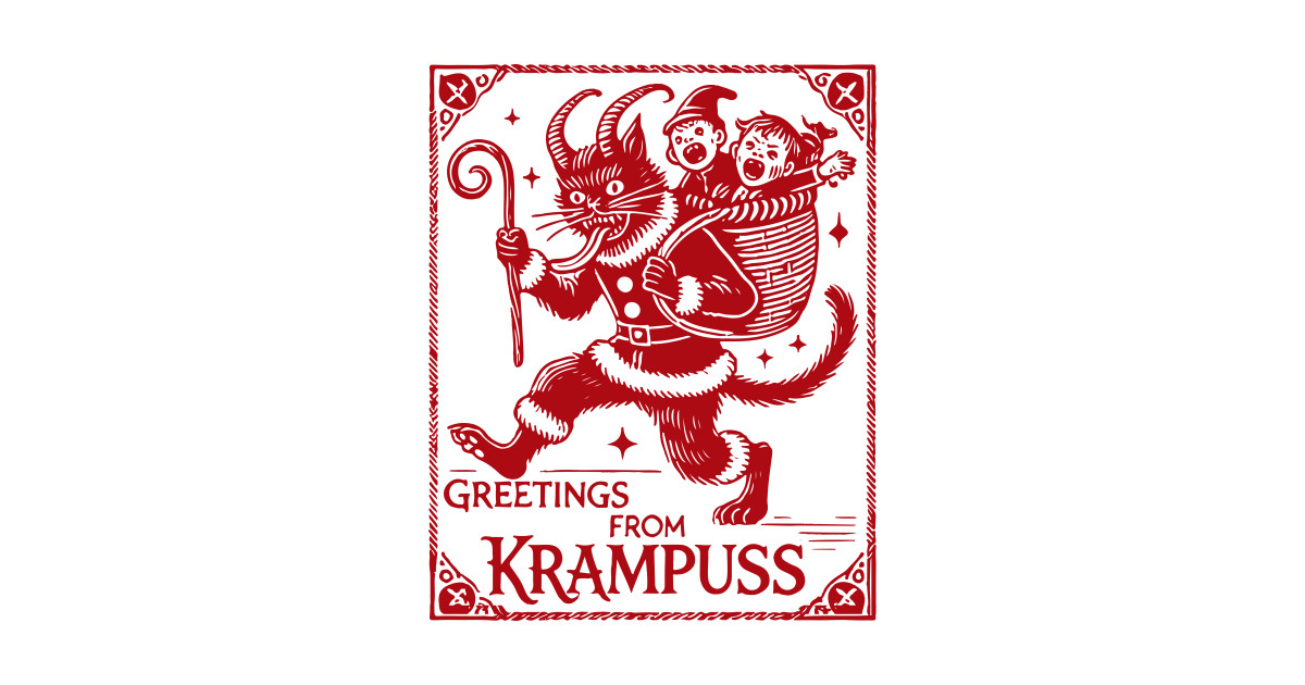 Greetings From Krampus Funny Krampus Cats Folklore - Santa - T-Shirt ...