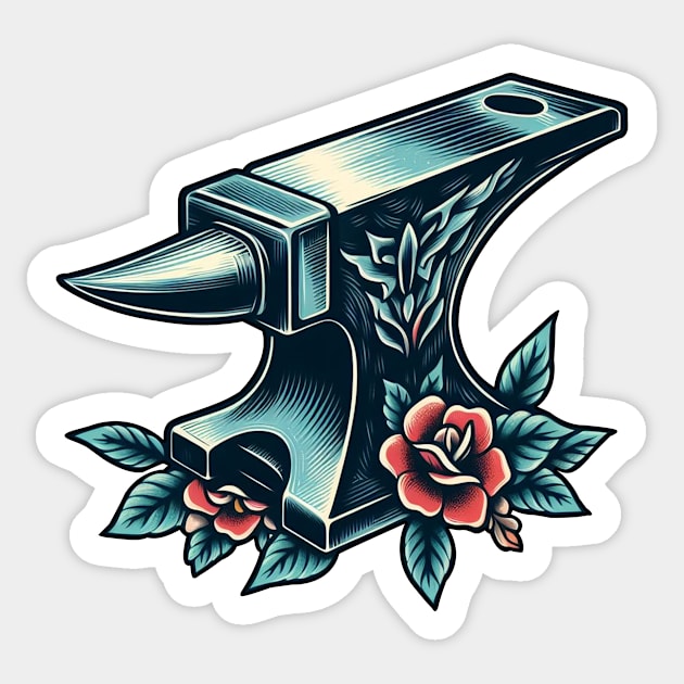 traditional anvil tattoo - Anvil - Sticker | TeePublic