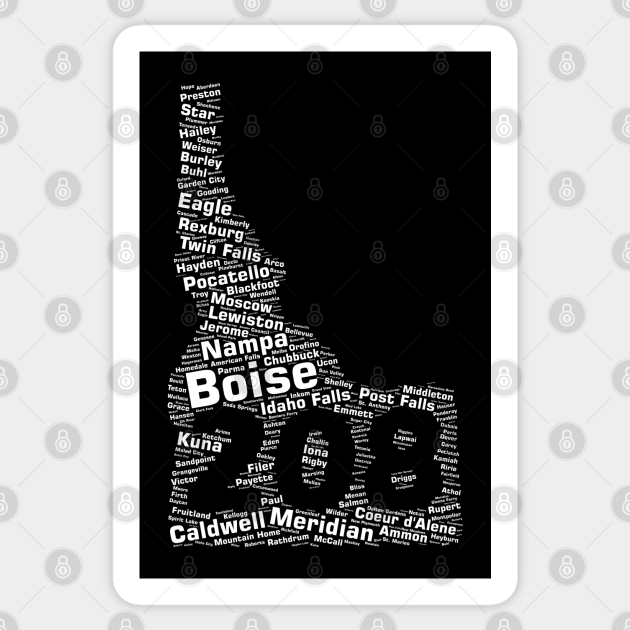 Idaho Cities: 208 Area Code - Idaho - Sticker | TeePublic