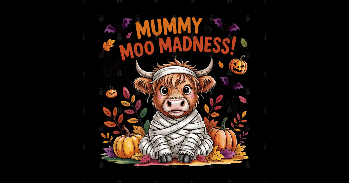 Mummy Moo Madness Cute Halloween Highland Cow - Cow - Sticker | TeePublic