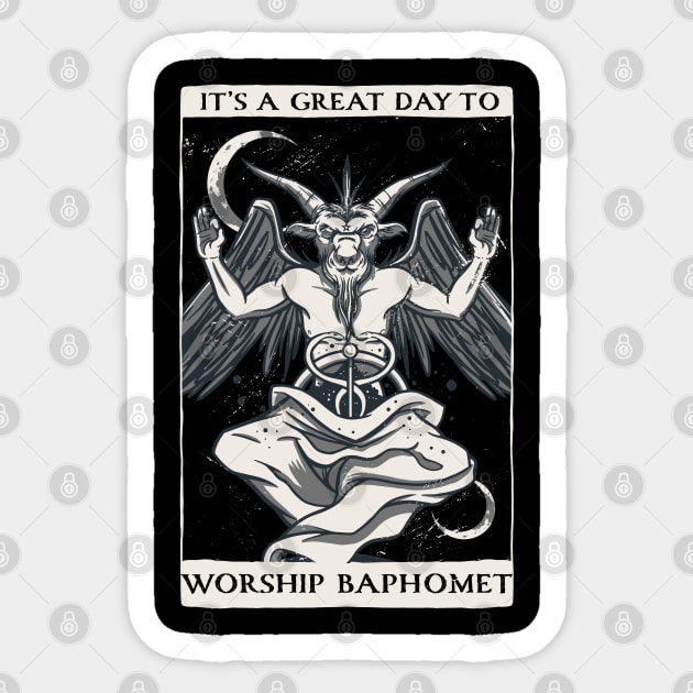 It's a great day to worship baphomet - Tarot Card - Sticker | TeePublic