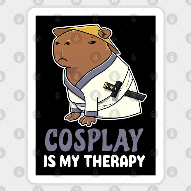 Cosplay is my therapy cartoon Capybara Samurai - Samurai - Sticker ...
