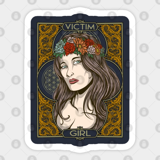 Victim Girl With Flower - Girl - Sticker | TeePublic
