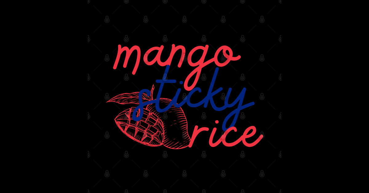 mango sticky rice - Thai red and blue - Flag color - with sketch ...