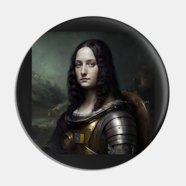 Mona Lisa Futuristic Warrior - Mona - Pin | TeePublic