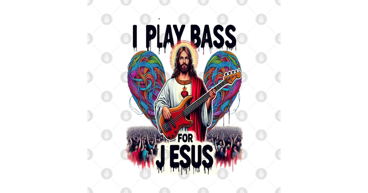 Jesus Depicted as a Bass Guitarist Performing for a Cheering Crowd ...