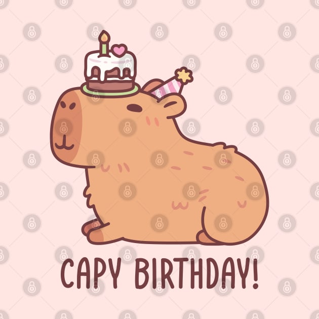 Cute Capybara With Birthday Cake On Head Capy Birthday - Capybara - Tapestry | TeePublic