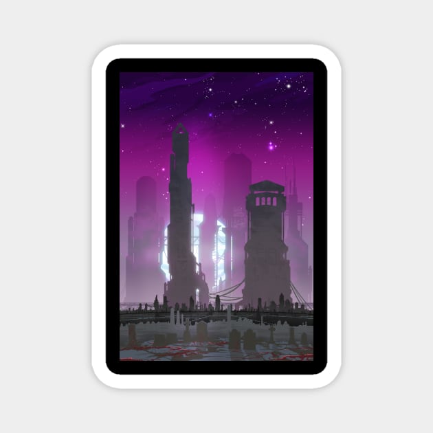 Cyberpunk City Towers - Monuments - Cyberpunk - Magnet | TeePublic