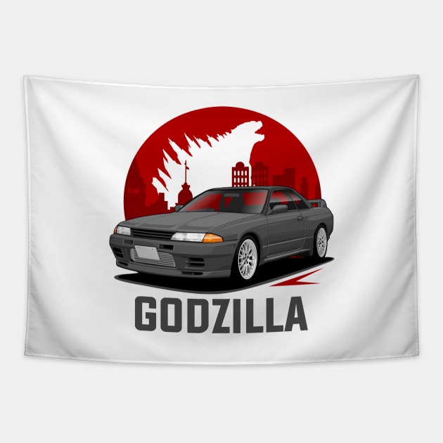 Skyline R32 GTR Godzilla - R32 - Tapestry | TeePublic