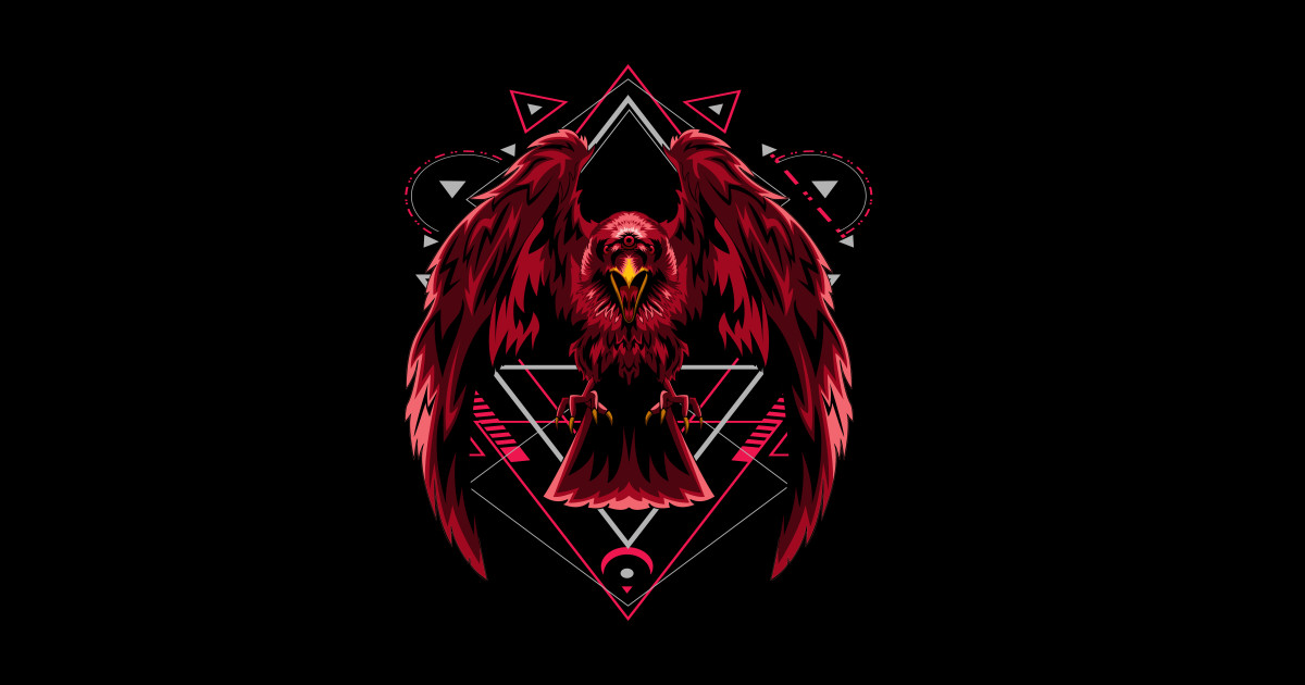wing crow red - Wing Crow Red - Sticker | TeePublic