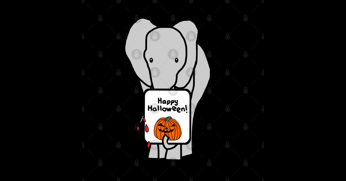 Small Vampire Elephant with Halloween Horror Card - Halloween - Sticker ...