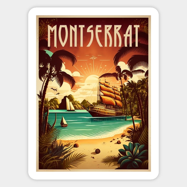 Montserrat Caribbean Vintage Travel Art Poster - Vintage - Sticker ...