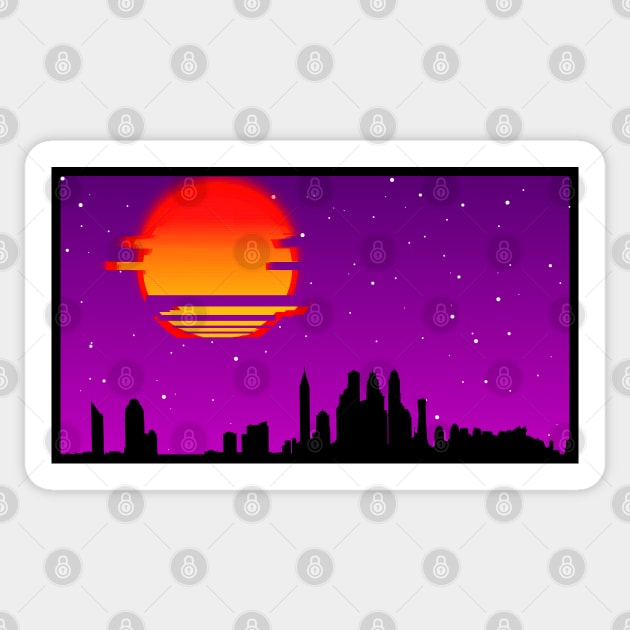 Synthwave Retro City - Synthwave - Sticker | TeePublic