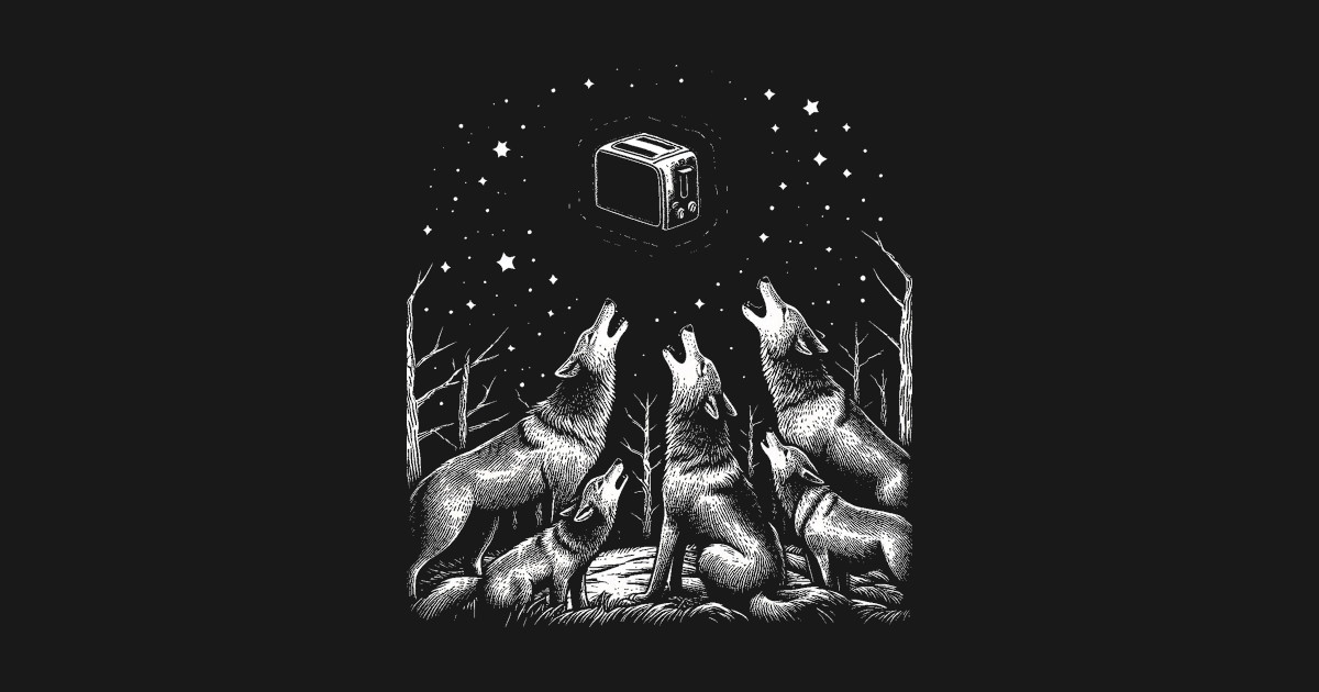 Wolves howling at the Great Toaster in the night sky instead of the ...