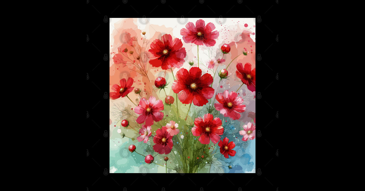Red Cosmos Flower - Cosmos Flower - Sticker | TeePublic