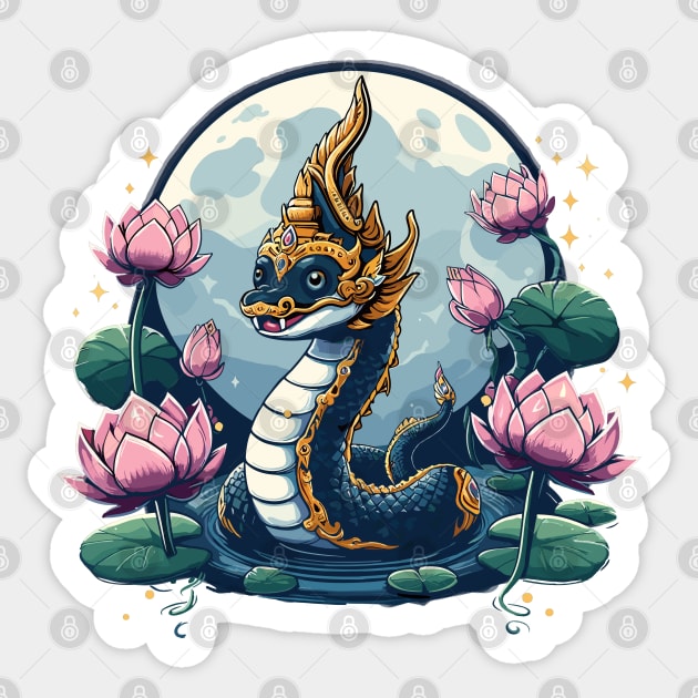 Cute Kawaii Naga Lotus Moon Legend Payanak Thai Laos Asian - Naga ...