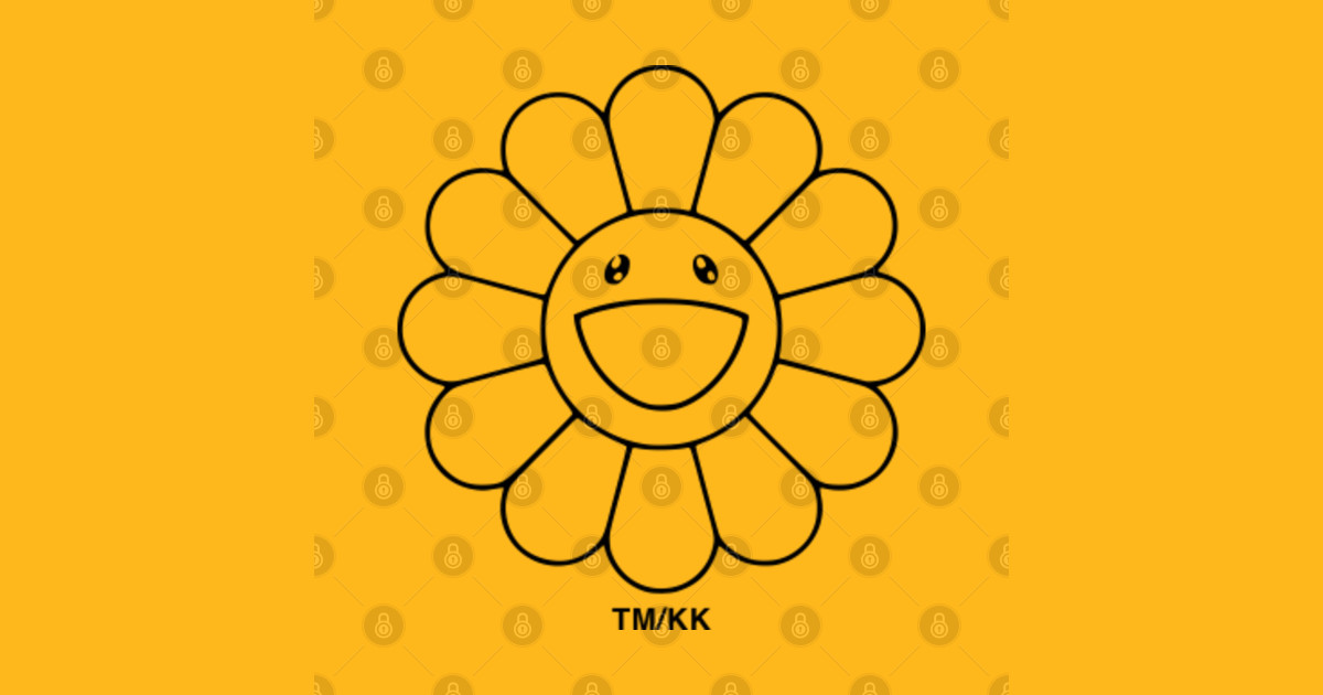 SMILING FLOWER HYPEBEAST MASK GOLD - Murakami - Sticker | TeePublic