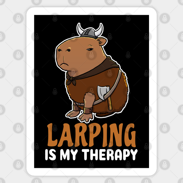 Larping is my therapy cartoon Capybara Viking - Larping - Sticker ...