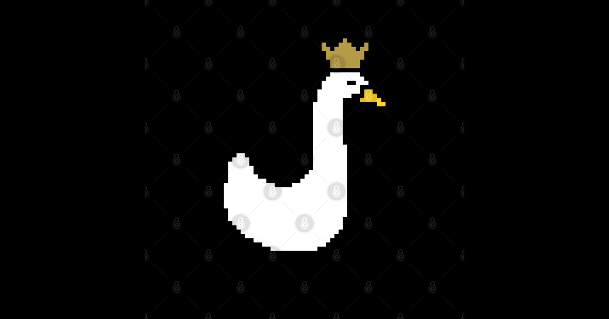 Pixelart Goose Wearing Crown - 8 Bit - Sticker | TeePublic