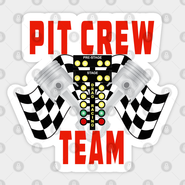 Pit Crew Team Racing Flag Racing Tree Pistons - Pit Crew - Sticker ...